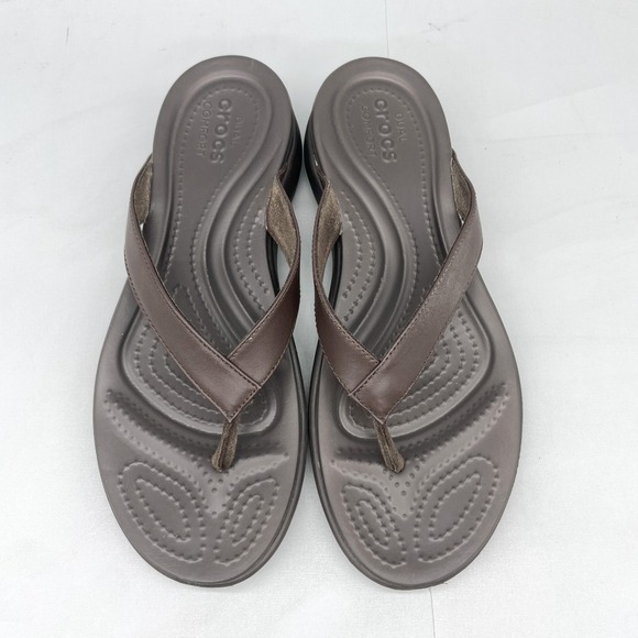 CROCS | Shoes | Crocs Womens 9 Capri V Flip Flops Sandals Espresso ...